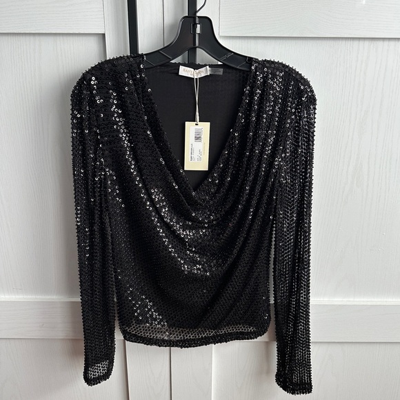Ramy Brook | Tops | Nwt Ramy Brook Leon Beaded Cowl Neck Top Black ...